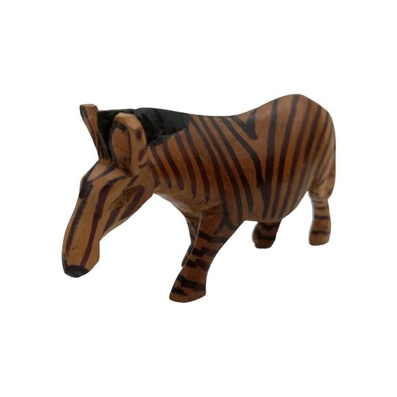Accents | African Wood Zebra Animal Sculpture Hand Carved Painted ...